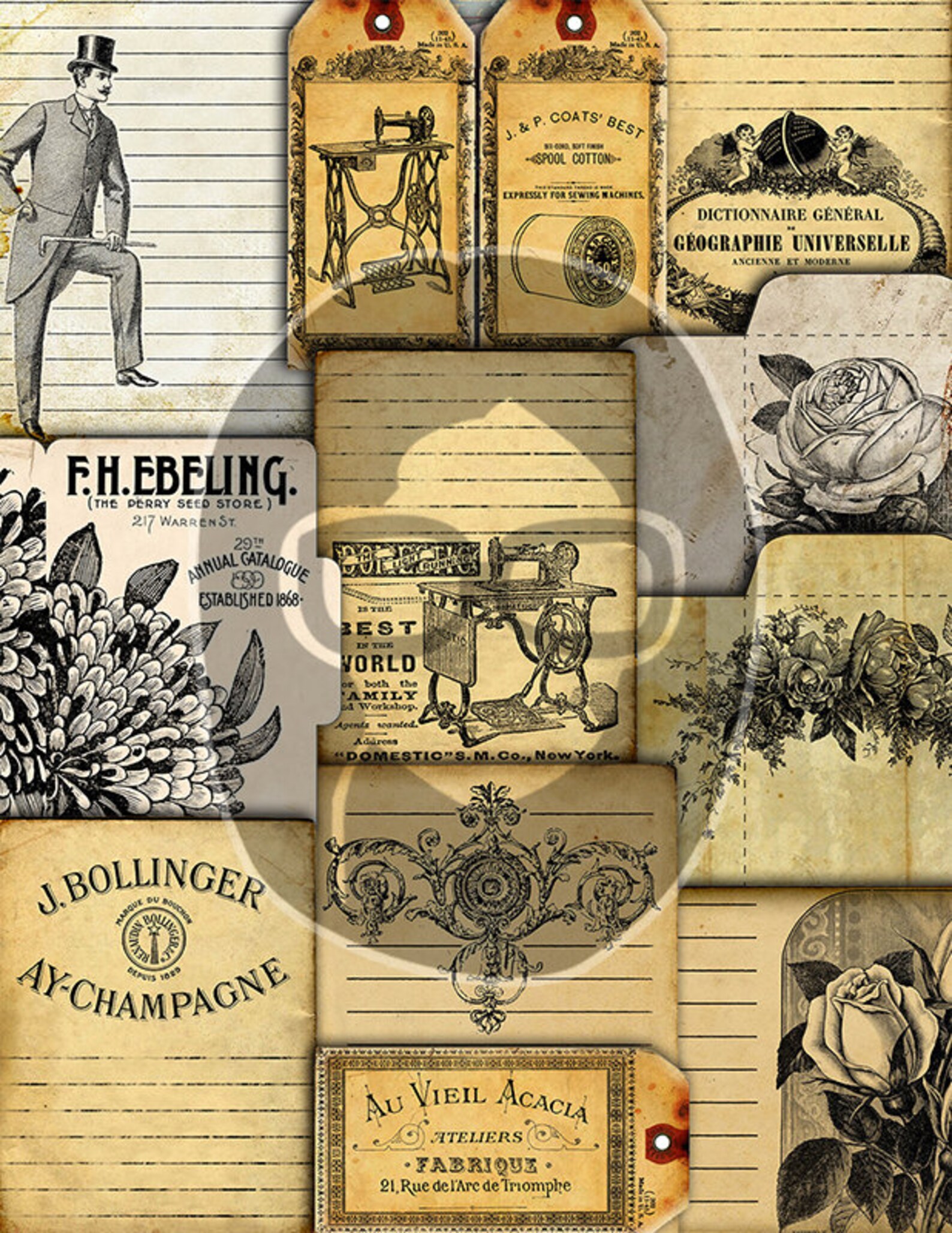 Printable Journal Bundle Neutral Journal Ephemera Bundle 5 - Etsy