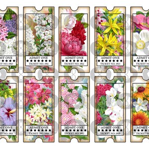 Printable Ticket Ephemera, Spring Flowers -12pg Digital Download- Junk ...