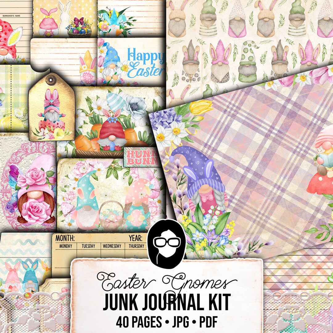 Gnome Printable Journal Kit, Easter Ephemera -40pg Digital Download ...