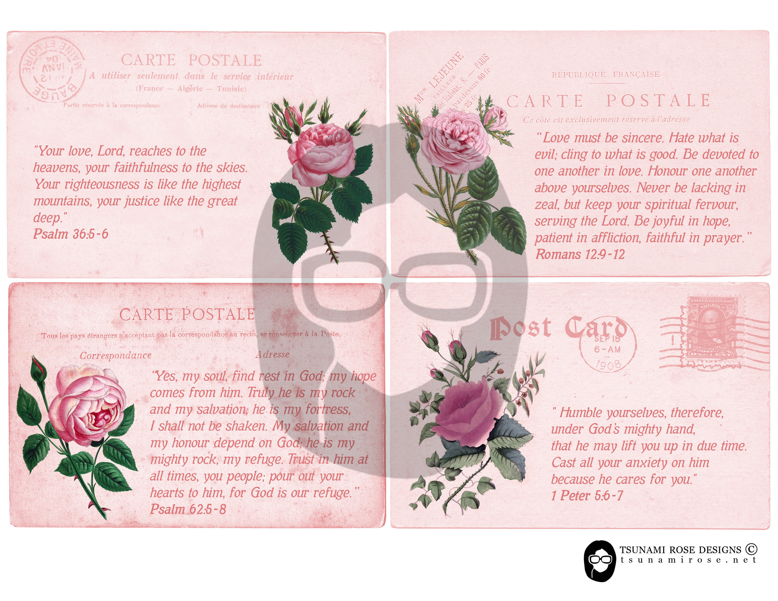 Ephemera for Bible Journaling, Postcards Set -6pg Digital Download ...