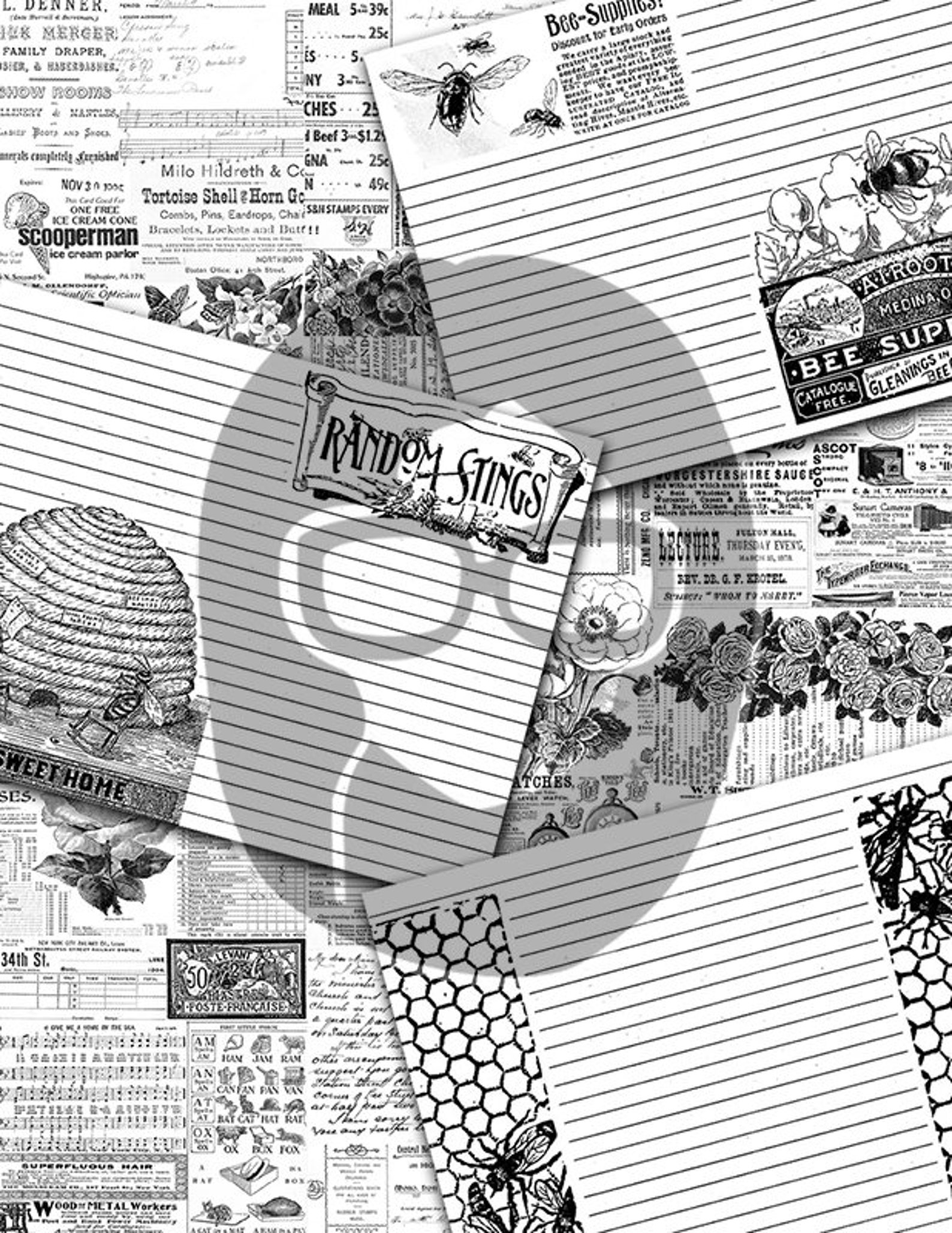 Ink Saver, Black and White, Junk Journal DIY Kit -48pg Digital Download ...