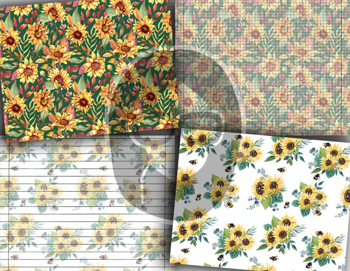 Sunflower Digital Paper Printable Journal Bundle 30pg - Etsy