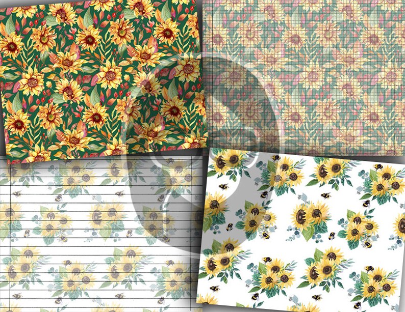 Sunflower Digital Paper Printable Journal Bundle 30pg - Etsy