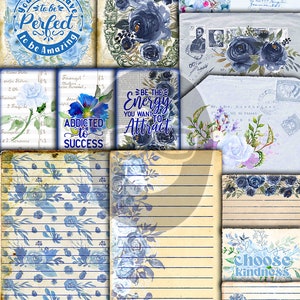 Blue Digital Paper, Printable Journal Bundle -40pg Digital Download ...