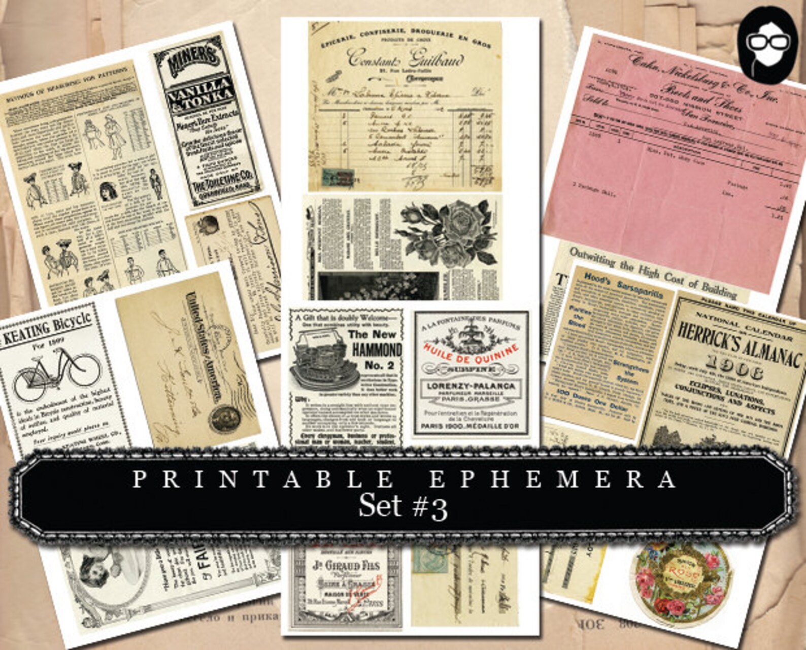 Ephemera Paper Pack Printable Ephemera Set 3 30 Pg | Etsy