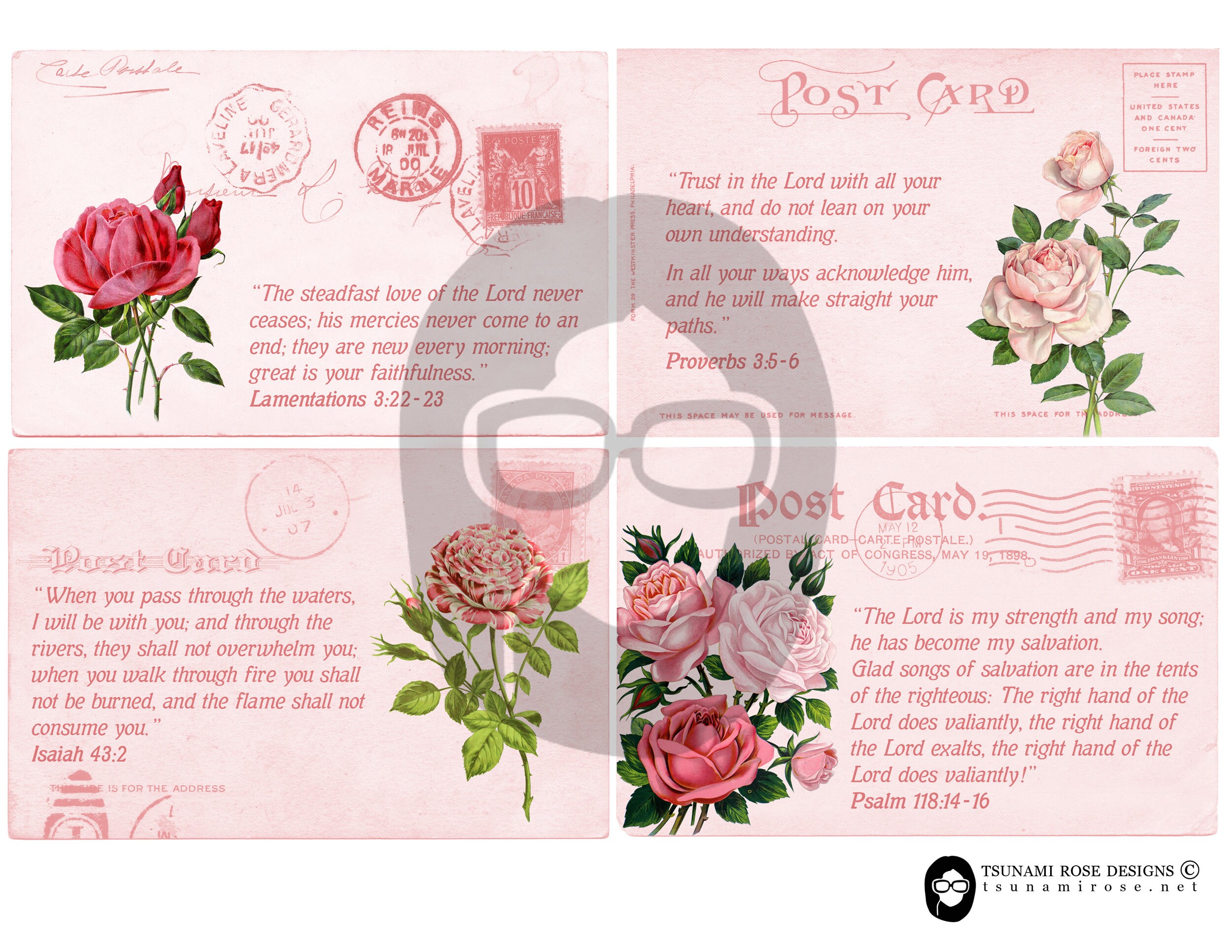 Ephemera for Bible Journaling, Postcards Set -6pg Digital Download ...