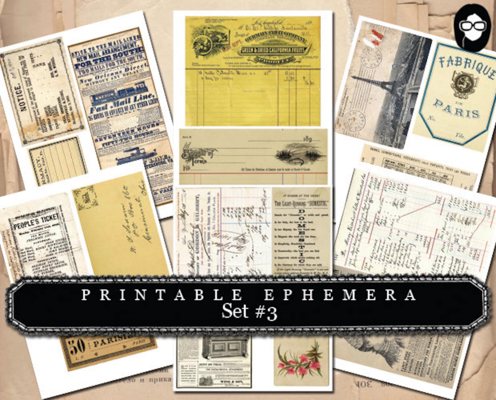 Ephemera Paper Pack Printable Ephemera Set 3 30 Pg | Etsy
