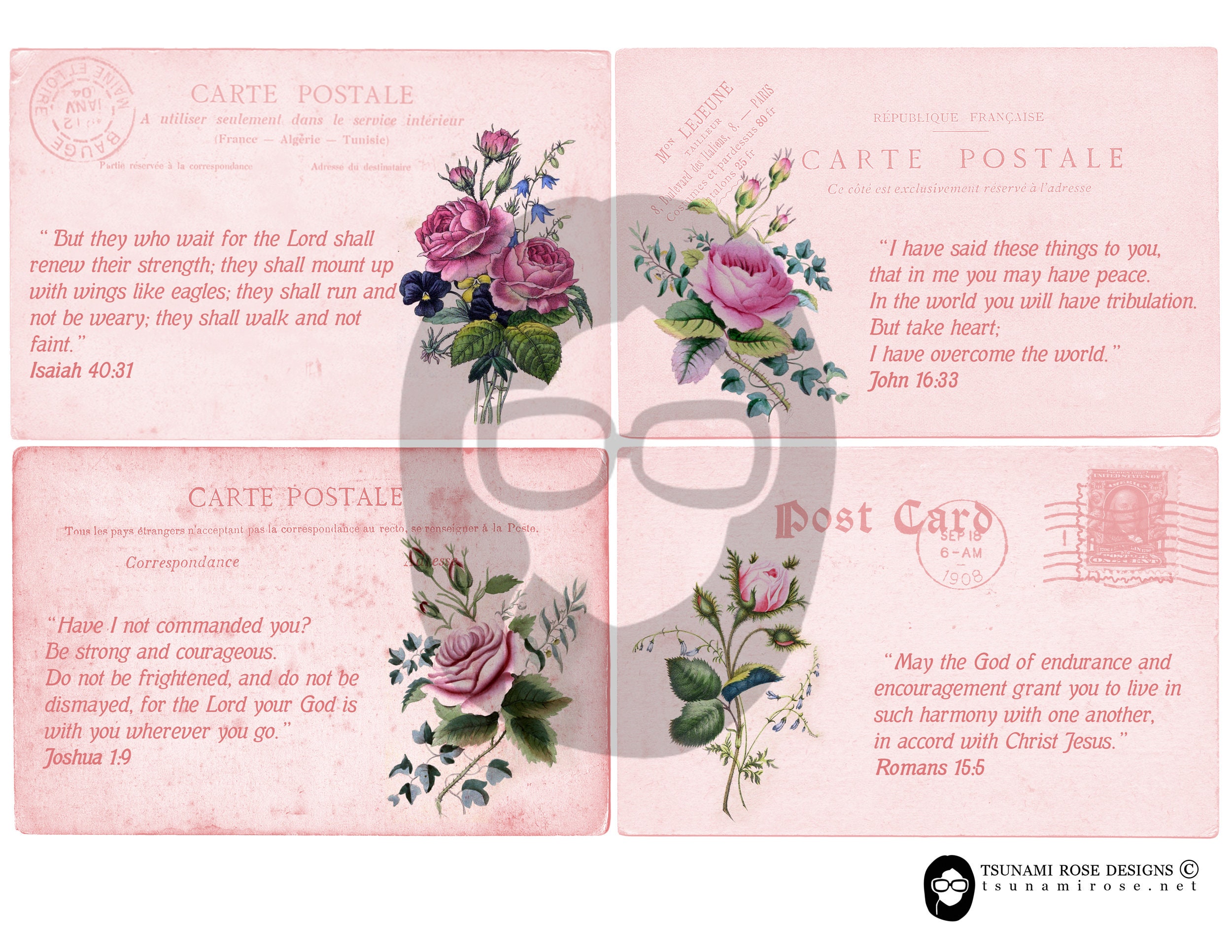 Ephemera for Bible Journaling, Postcards Set -6pg Digital Download ...