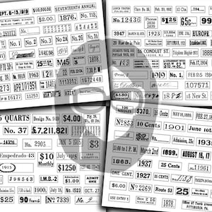Junk Journal Labels, Vintage Numbers Printable -30pg Digital Download ...
