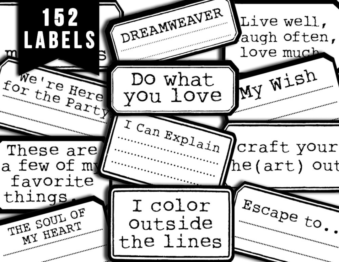 Ink Saver, Junk Journal Labels, Printable Quote Set -4pg Digital ...
