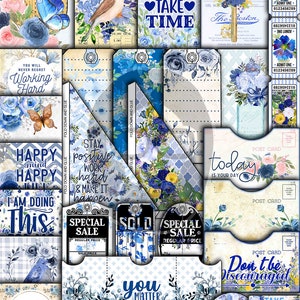 Blue Digital Paper, Printable Journal Bundle -40pg Digital Download ...