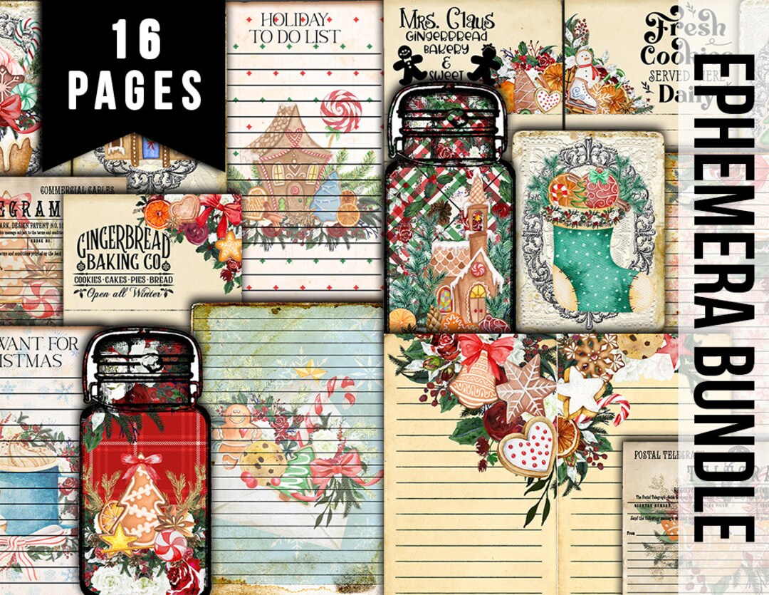 Christmas Gingerbread Cookies Traditional Red Ephemera - Etsy