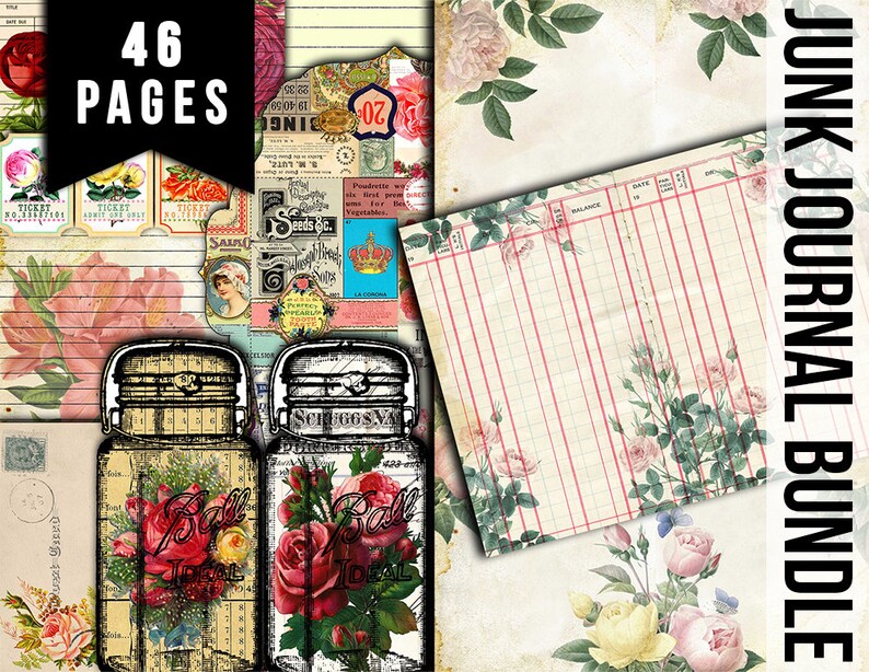 Materials Paper, Party & Kids Basic junk journal printable paper kit 16 ...