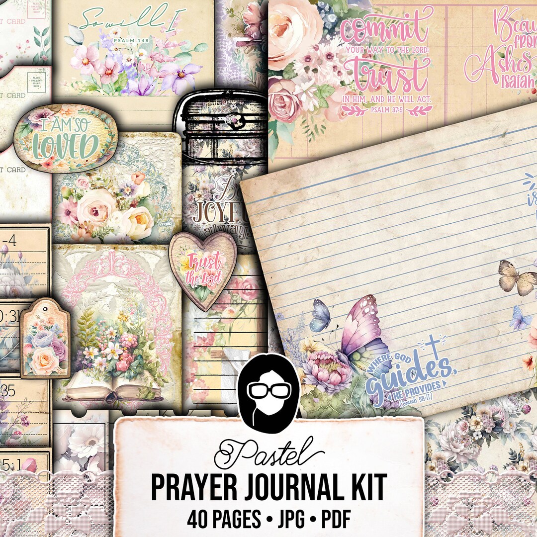 Faith Junk Journal Kit, Scripture Ephemera, Pastel Digital Papers-40pg ...