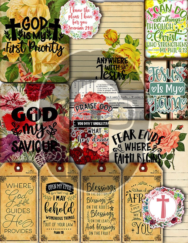 Ephemera for Bible Journaling, Jesus Quotes -49pg Digital Download ...