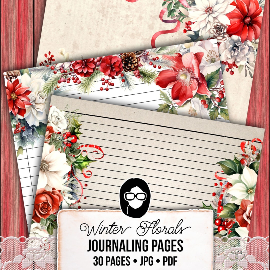 Christmas Journal Pages, Lined Journaling Papers -30pg Digital Download ...