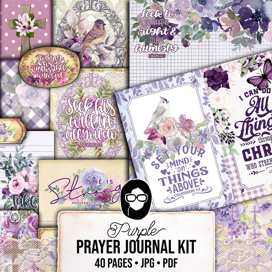 Faith Junk Journal Kit, Scripture Ephemera, Purple Junk Journal Kit ...