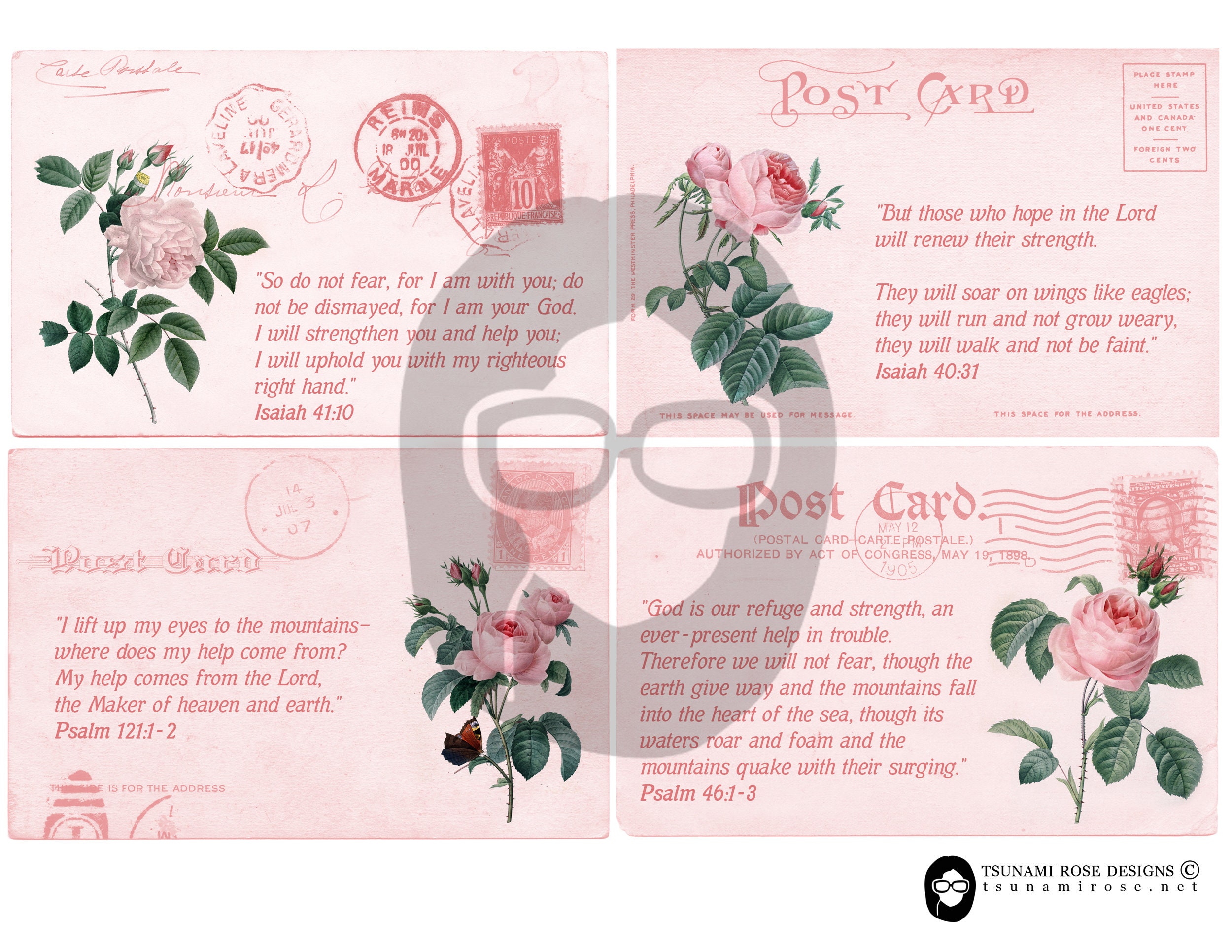 Ephemera for Bible Journaling, Postcards Set -6pg Digital Download ...
