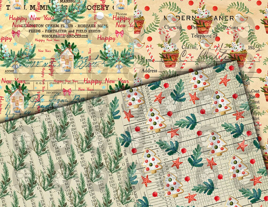 Christmas Junk Journal Pages, Winter Digital Paper -14pg Digital ...