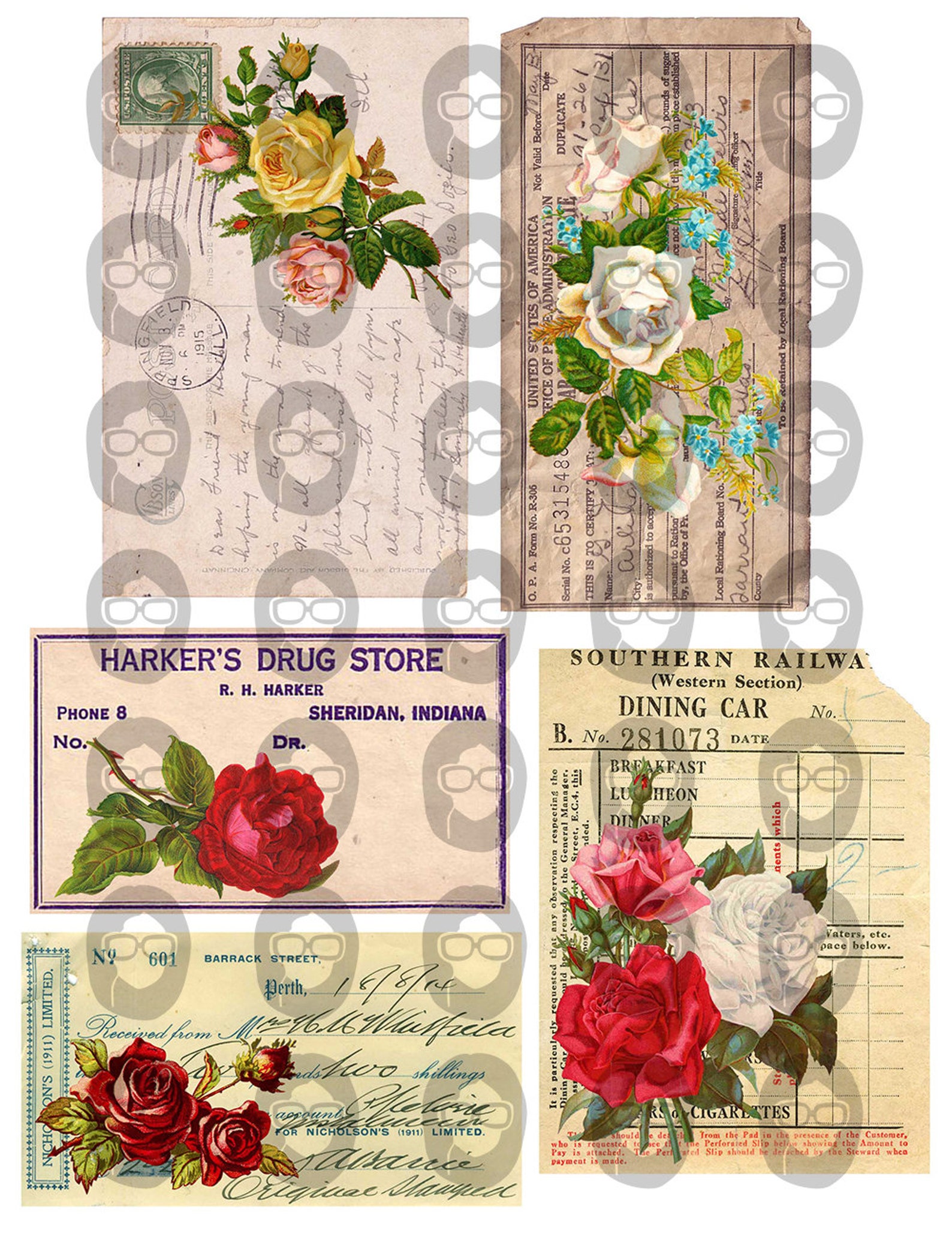 Junk Journal Cards Printable Vintage Art 30pg Digital | Etsy