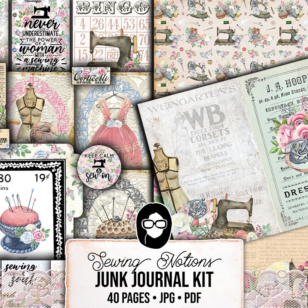 Sewing Junk Journal Printables, Sewing Digital Paper -40pg Digital ...