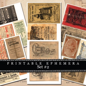 Ephemera Pack - Printable Ephemera Set # 2 - 30 Page Instant Download ...
