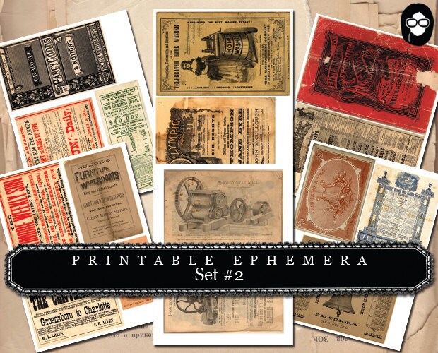 Ephemera Pack - Printable Ephemera Set # 2 - 30 Page Instant Download ...