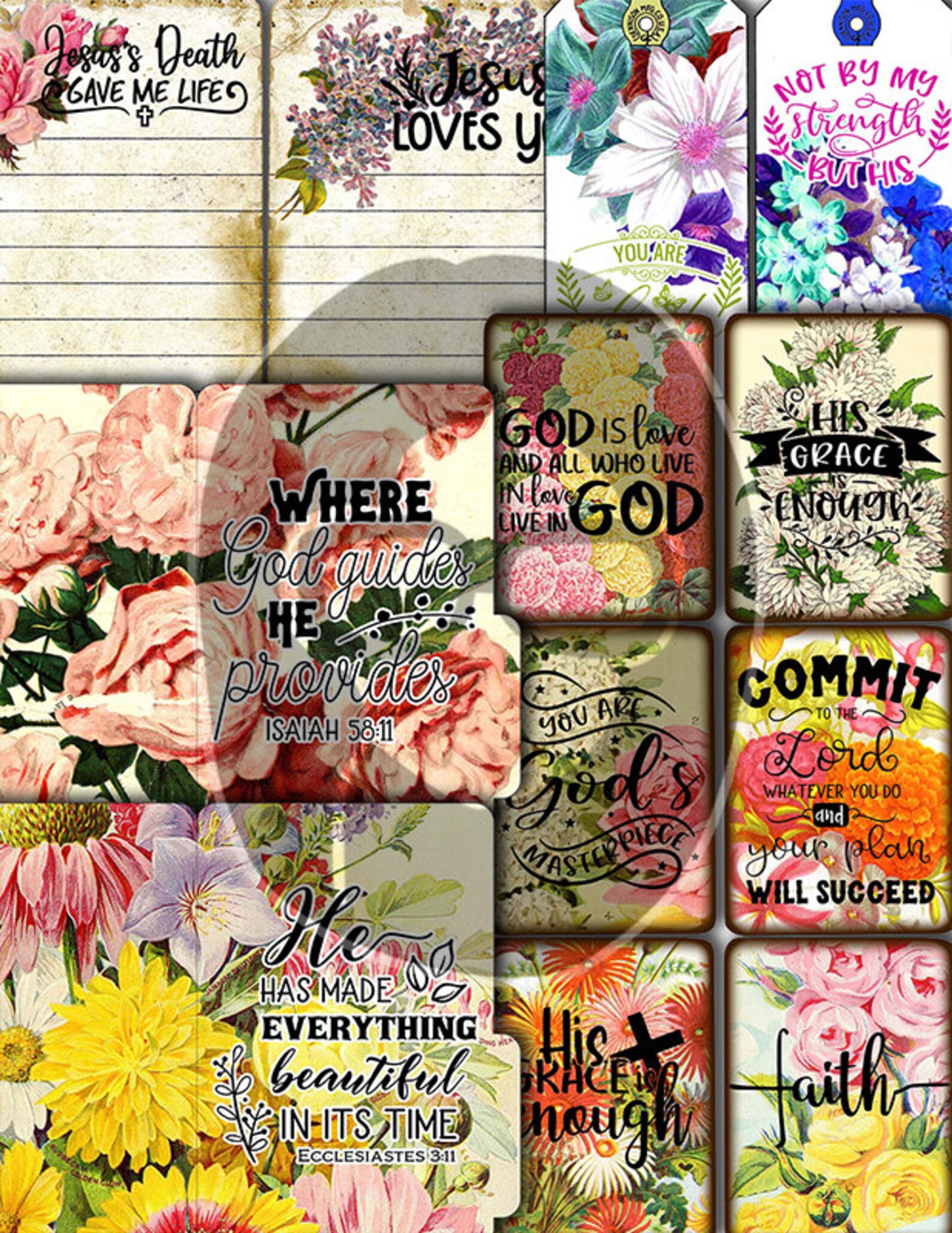 Ephemera for Bible Journaling, Jesus Quotes -49pg Digital Download ...