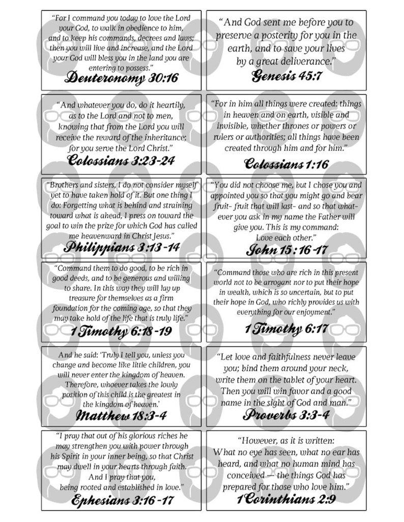 Bible Verse Cards Printable, Prayer Quotes -6pg Digital Download ...
