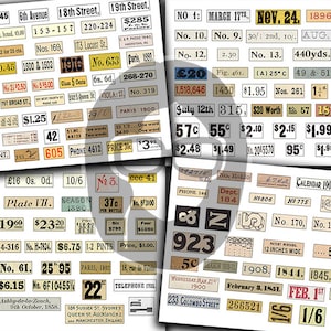 Junk Journal Labels, Vintage Numbers Printable -30pg Digital Download ...