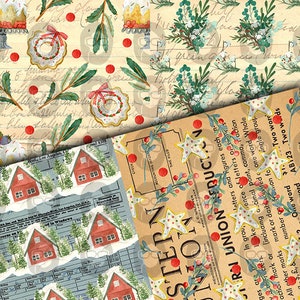 Christmas Junk Journal Pages, Winter Digital Paper -14pg Digital ...