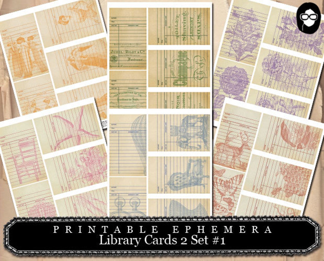 Digital Journal Kits - Library Cards 2 Set #1- 6 Page Instant Download ...