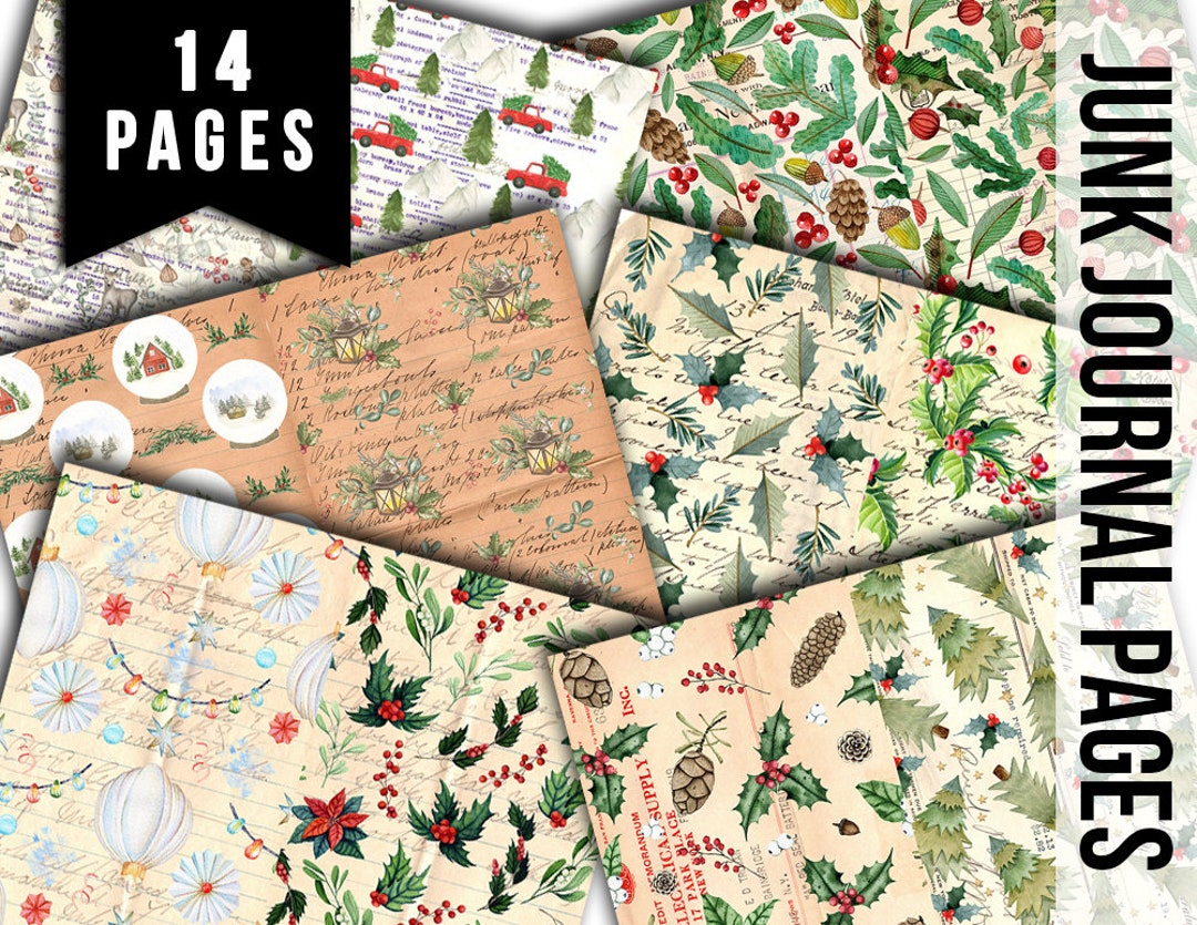 Christmas Junk Journal Pages, Winter Digital Paper -14pg Digital ...