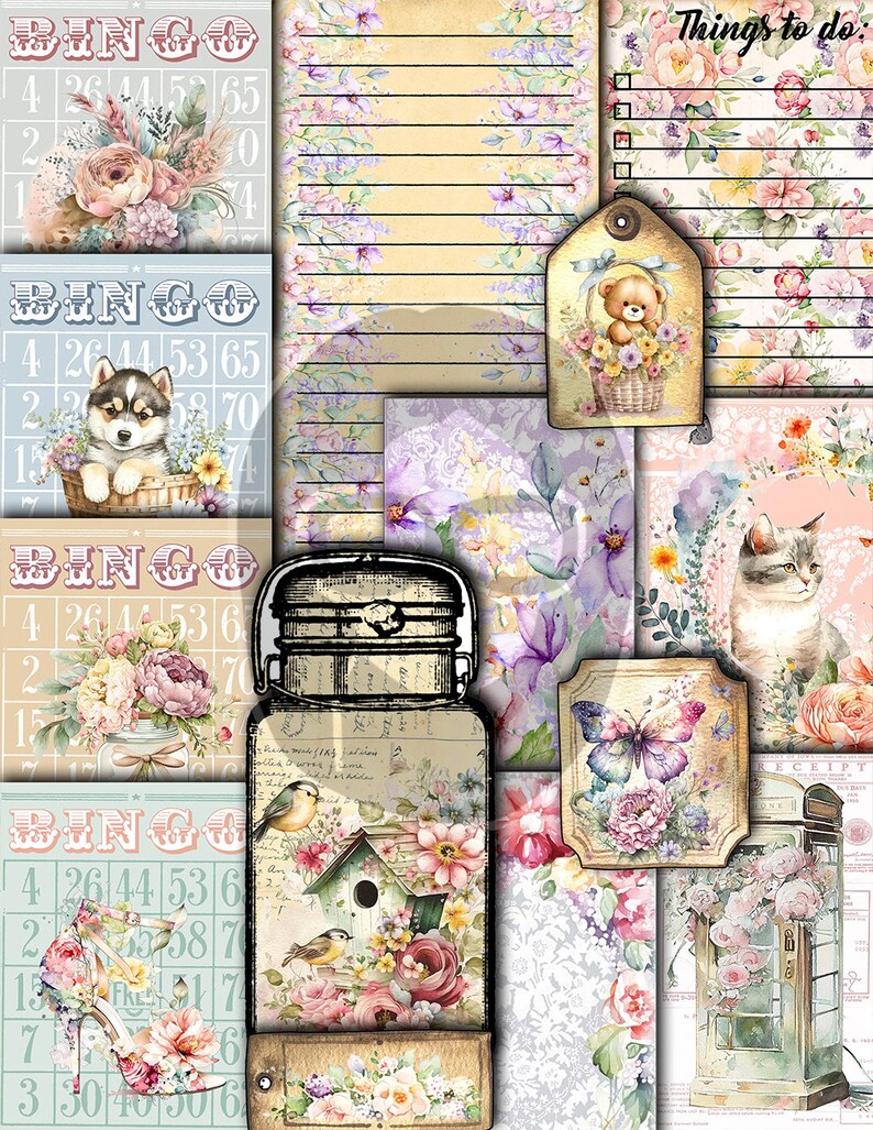 Pastel Junk Journal Kit, Pastel Digital Papers -40pg Instant Download ...