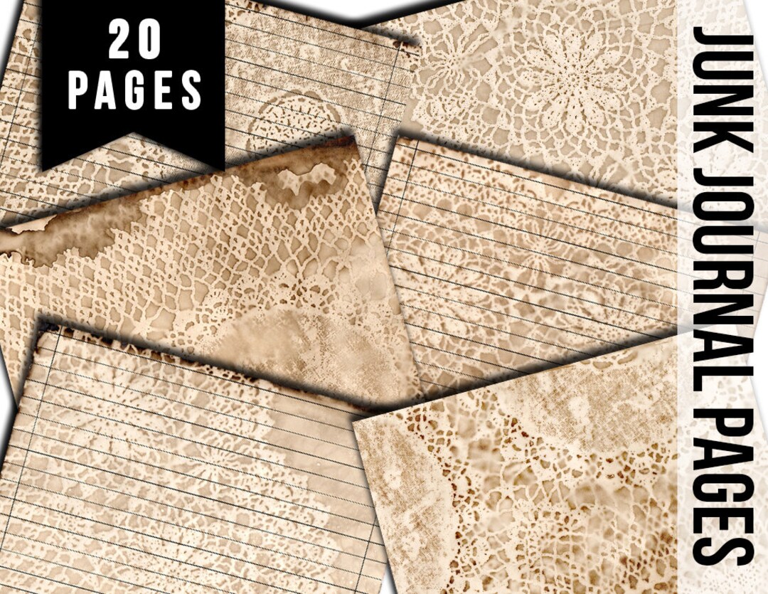 Coffee Dyed Lace Paper, Coffee Stained Digital Paper -20pg Digital ...