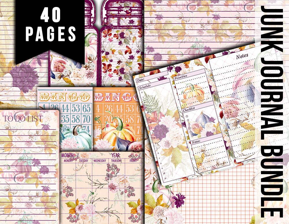 Fall Digital Paper Autumn Journal Kit 40pg Digital Download - Etsy