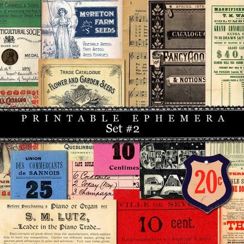 Ephemera Pack Printable Ephemera Set 2 30 Page Instant - Etsy