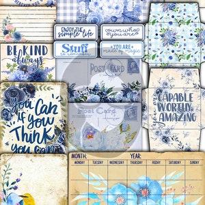 Blue Digital Paper, Printable Journal Bundle -40pg Digital Download ...