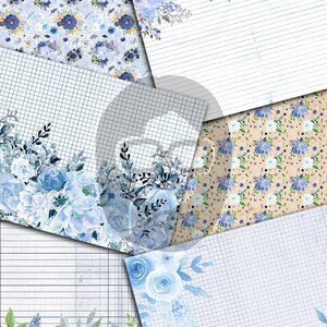 Blue Digital Paper, Printable Journal Bundle -40pg Digital Download ...