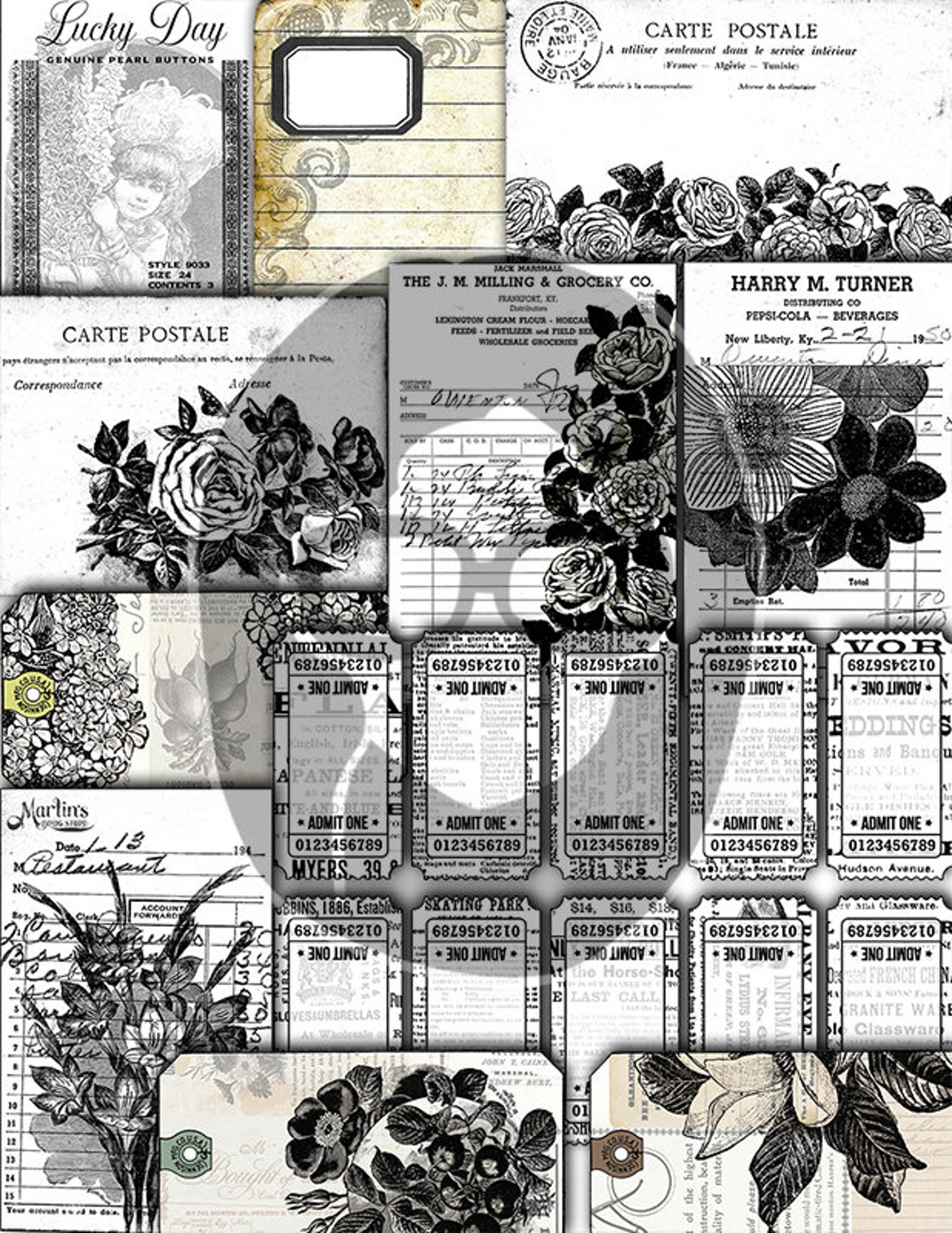 Ink Saver Black And White Junk Journal Diy Kit 48pg Digital - Etsy