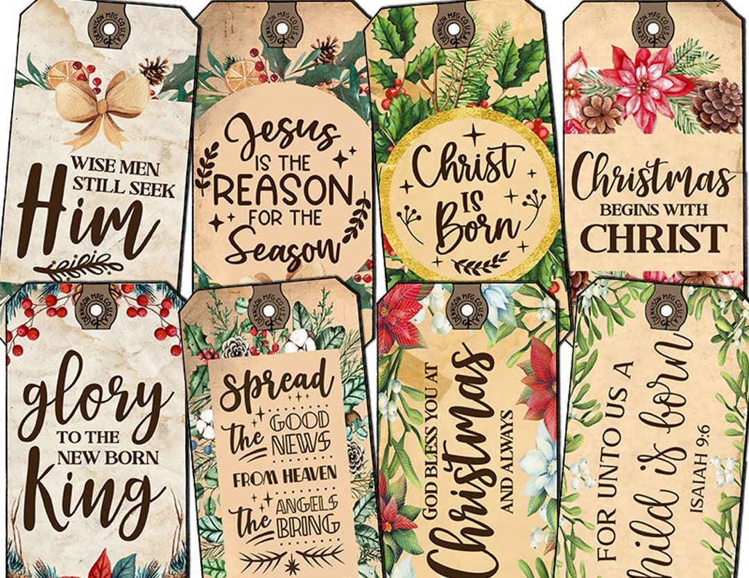 Bible Printable Christmas Tags, Ephemera for Prayer Journaling, S5 -2pg ...
