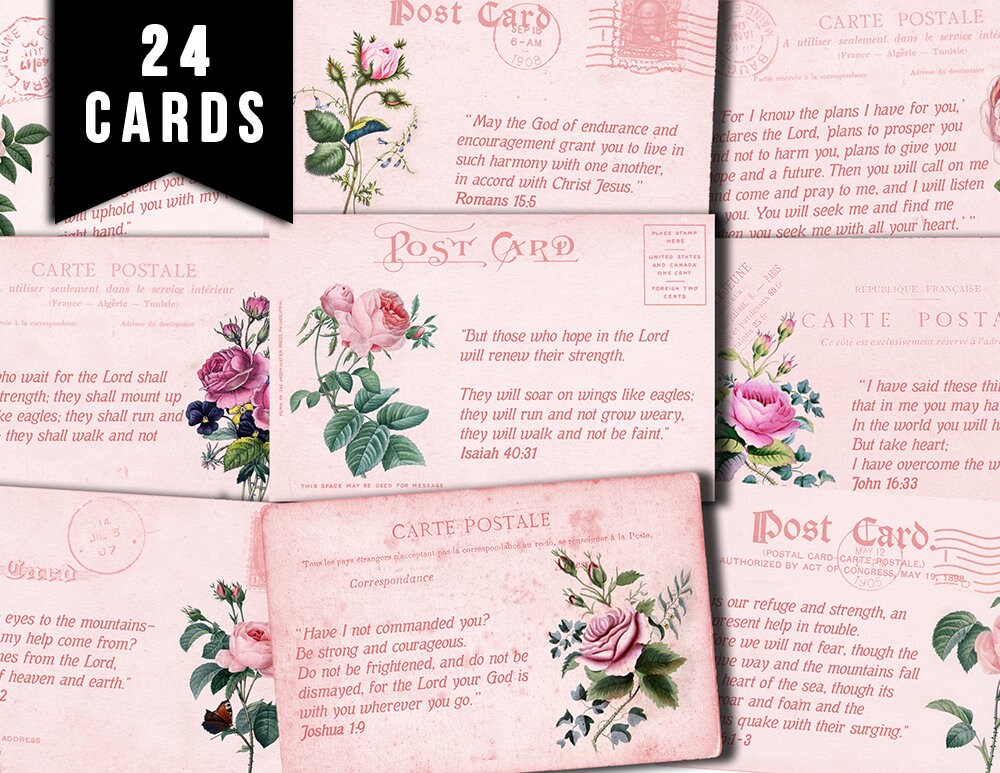Ephemera for Bible Journaling, Postcards Set -6pg Digital Download ...