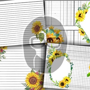 Sunflower Journal Pages, Printable Journal Bundle -30pg Digital ...