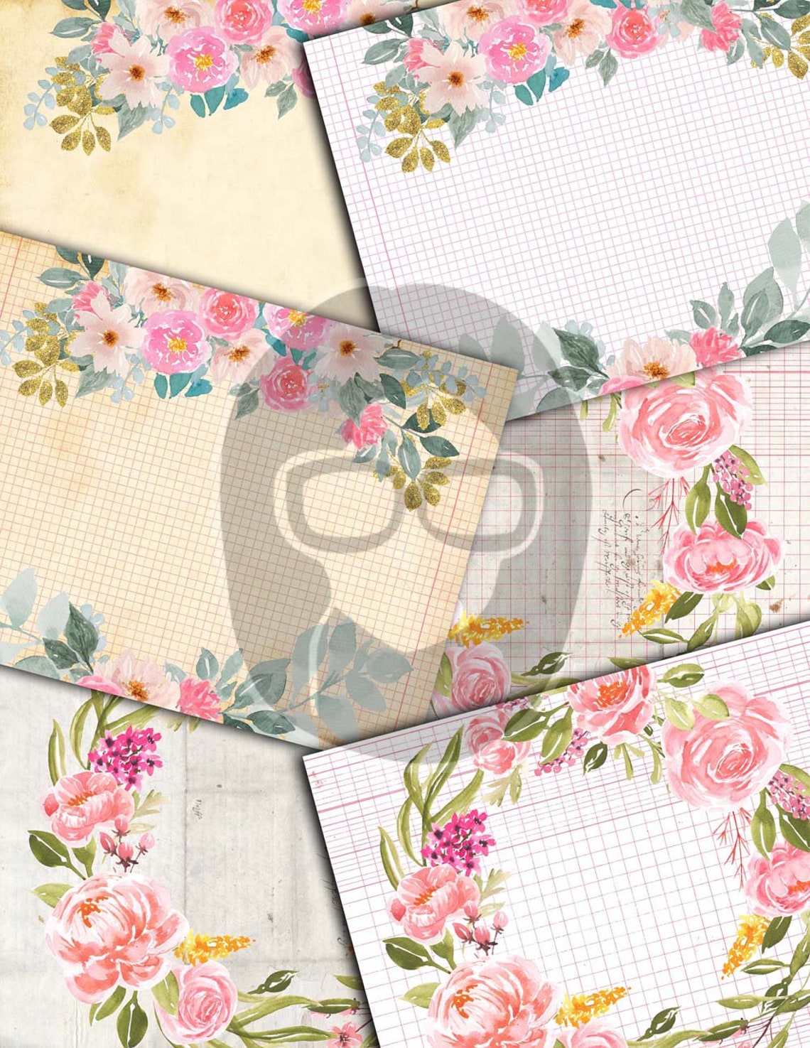 Junk Journal Pages, Scrapbook Paper, S87 -36pg Digital Download- Mixed ...