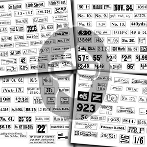 Junk Journal Labels, Vintage Numbers Printable -30pg Digital Download ...
