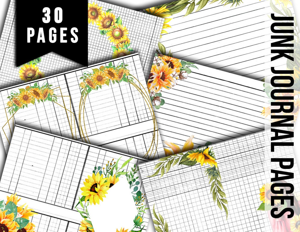 Sunflower Journal Pages Printable Journal Bundle 30pg - Etsy