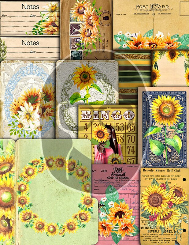 Sunflower Digital Paper Printable Journal Bundle 40pg - Etsy