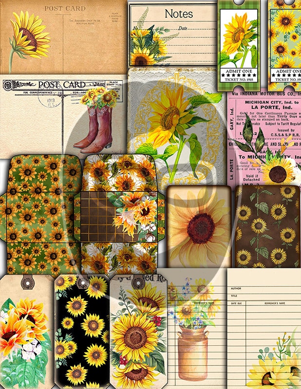 Sunflower Digital Paper Printable Journal Bundle 40pg - Etsy