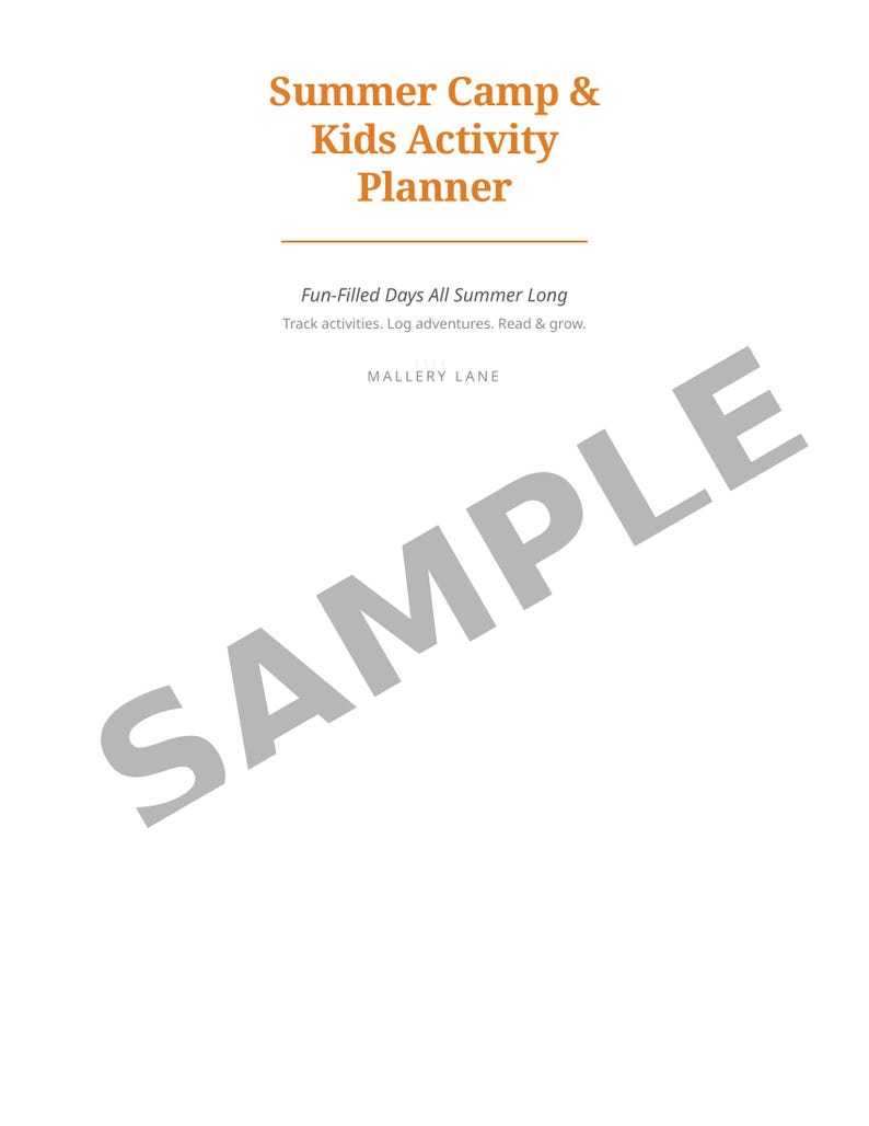 Summer Camp Kids Activity Planner | Chore Chart & Reading Log - Etsy
