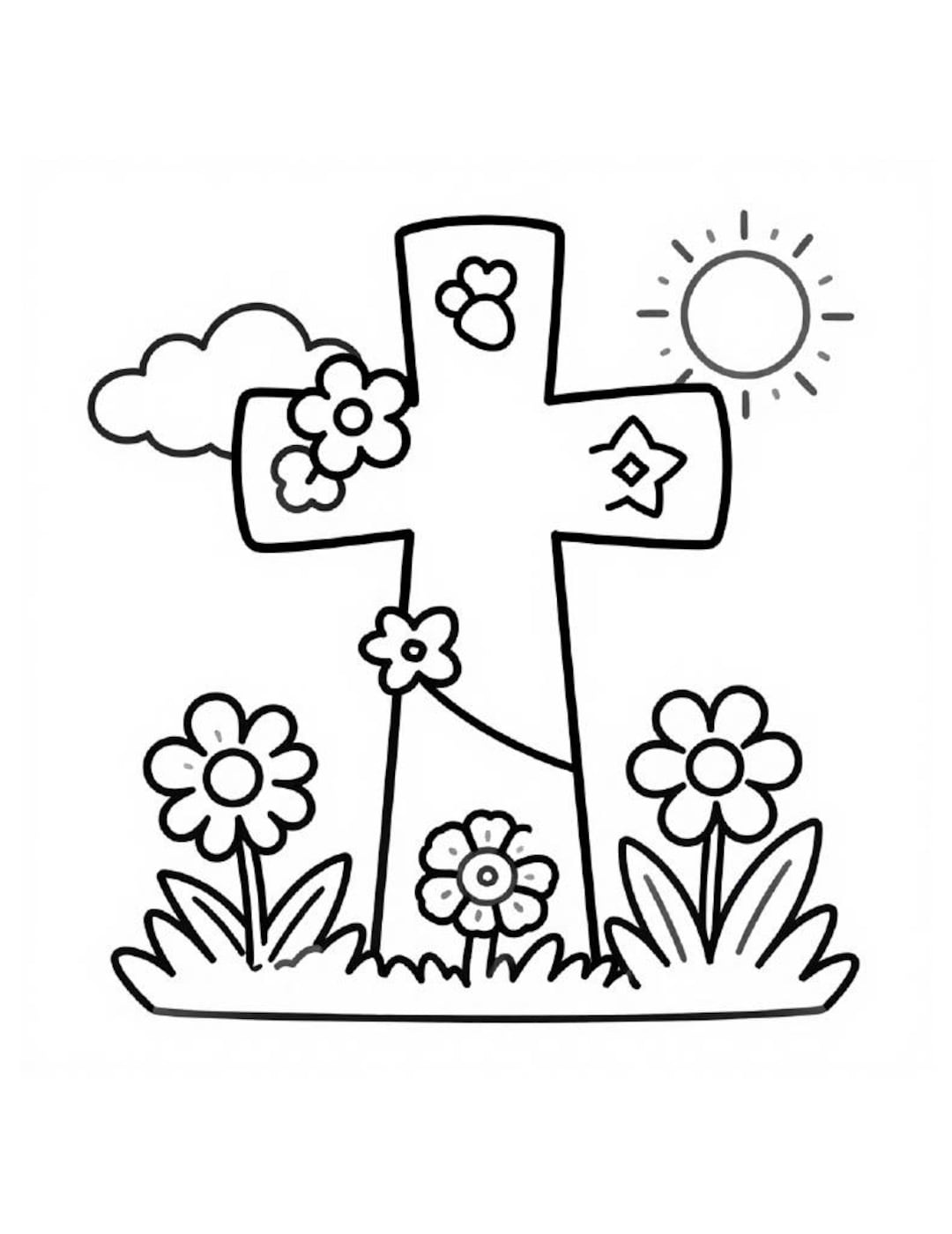 Cross Coloring Page Printable PDF | Christian Coloring Page | Bible ...